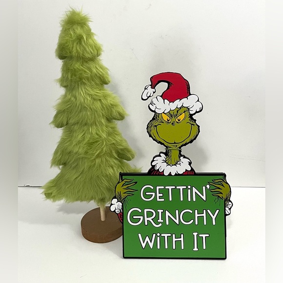 Dr. Seuss | Holiday | Dr Seuss Grinch Wood Tabletop Sign And Green ...